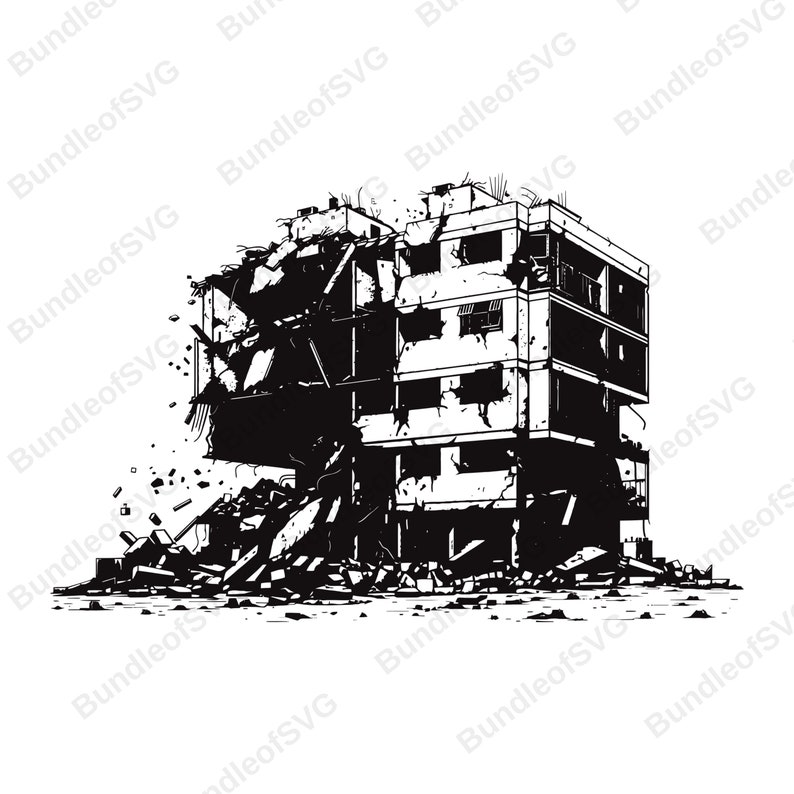 Destroyed House SVG Bundle - Ruined Building Svg - War Svg - Earthquake ...