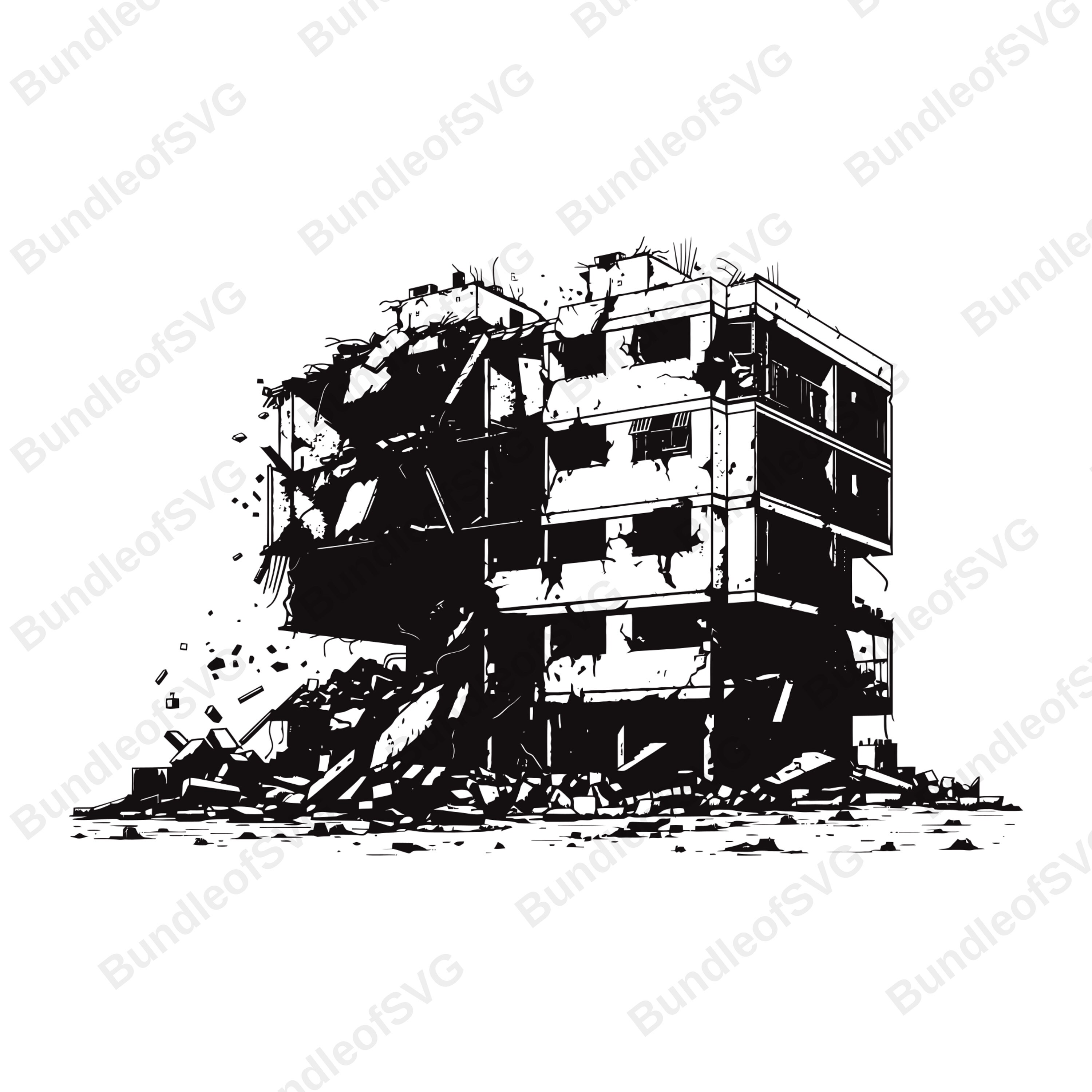Destroyed House SVG Bundle - Ruined Building Svg - War Svg - Earthquake ...