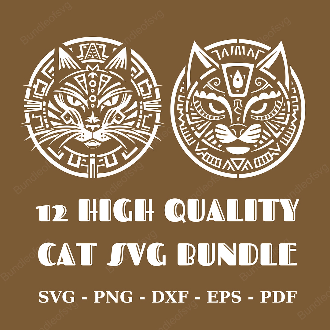 CAT SVG, Mayan Glyph Art, Cat SVG Bundle,cat Svg Cut Files for Cricut ...