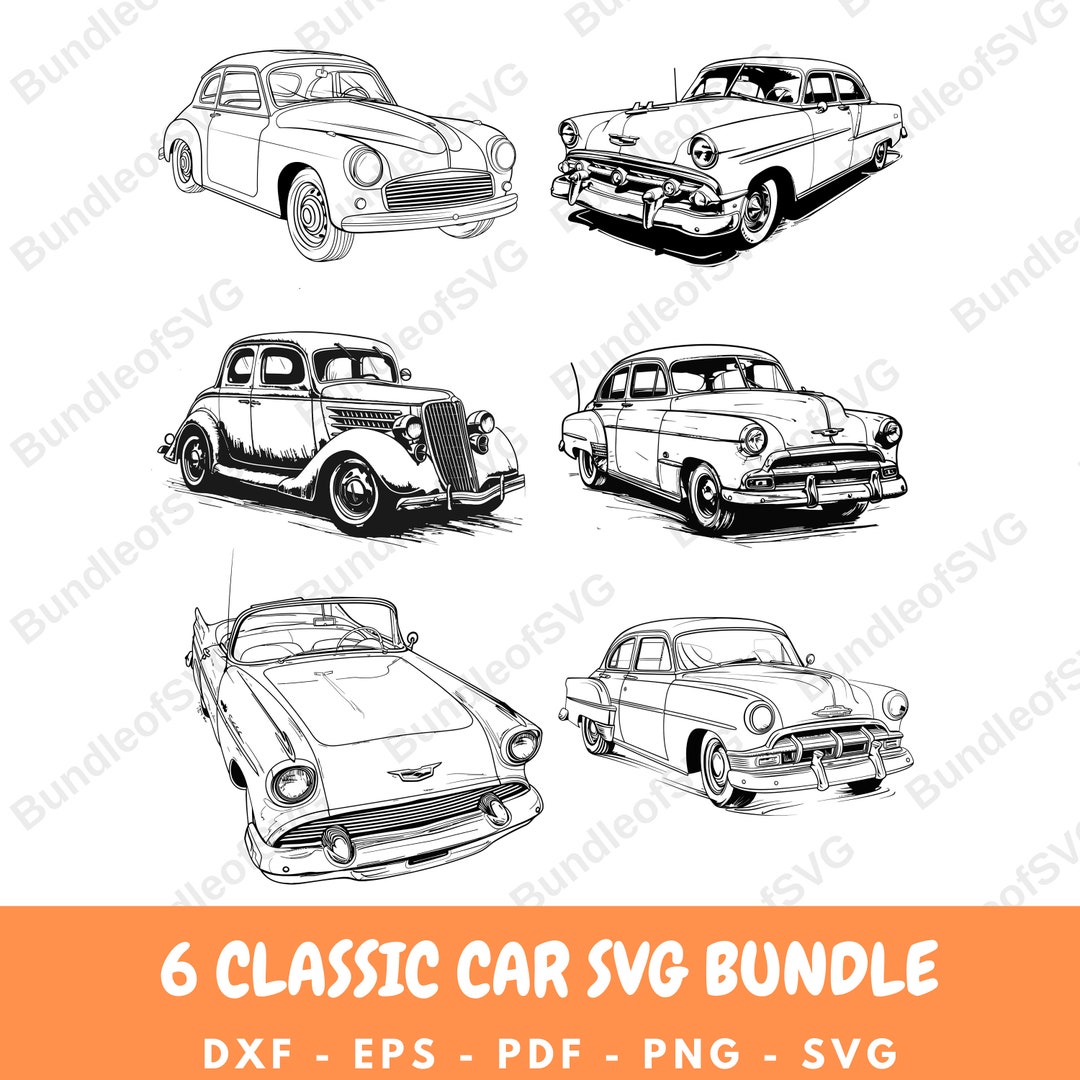 Vintage Car Svg Bundle, Classic Car SVG, Old Car Clipart, Classic Car ...