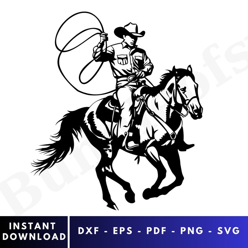 Cowboy Riding a Horse Svg - Etsy