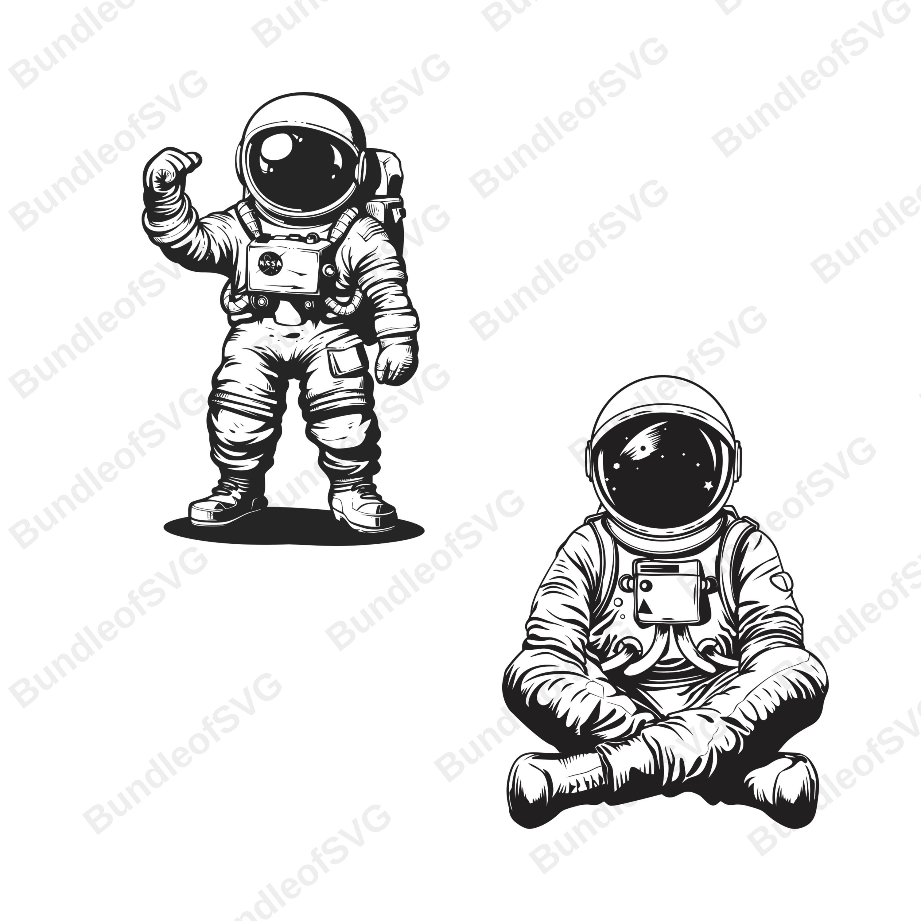 Astronaut SVG Bundle - Space Explorer Cut Files - Astronaut Silhouette ...