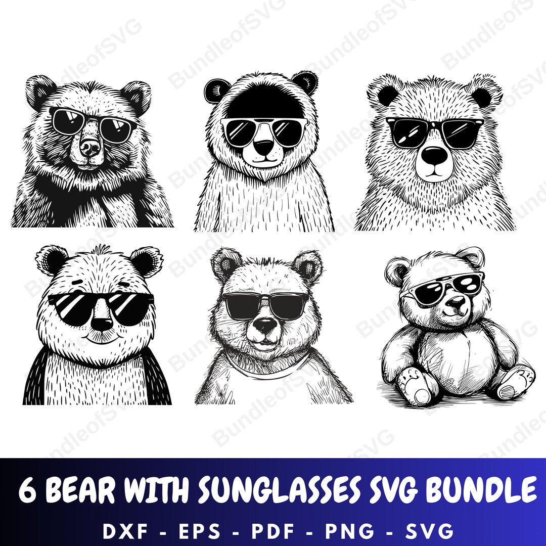 Bear With Sunglasses SVG Bundle, Bear Wearing Sunglasses Png, Cool Bear ...