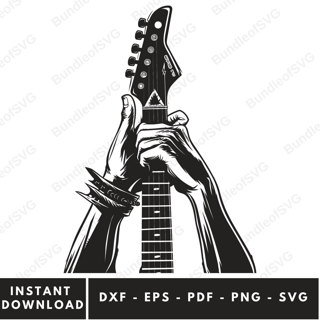 Rock Guitar Svg, Rock Hand Svg, Rock and Roll Svg, Guitar Svg, Rocker ...