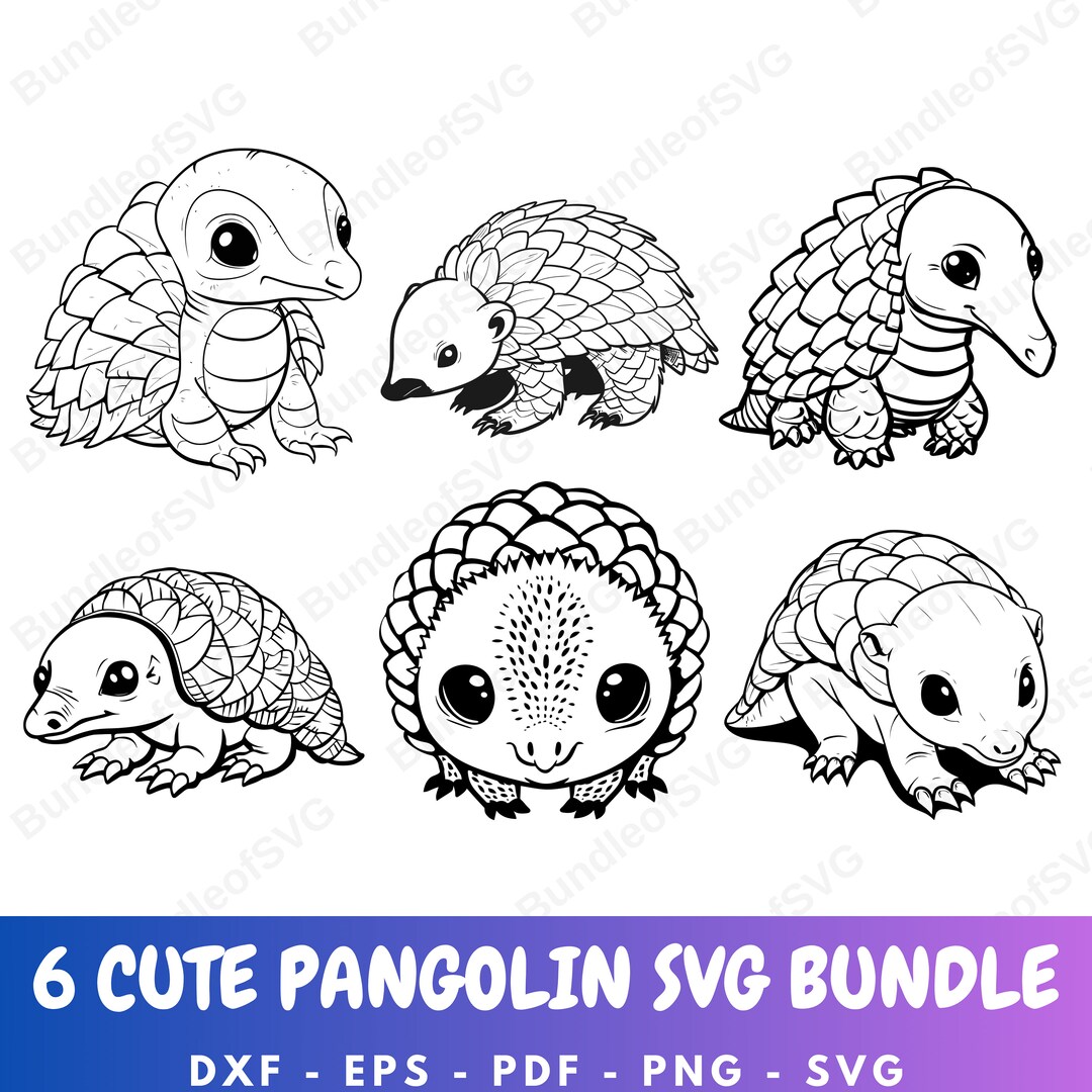 Pangolin Printable Coloring SVG Bundle Unique Wildlife Coloring Pages ...