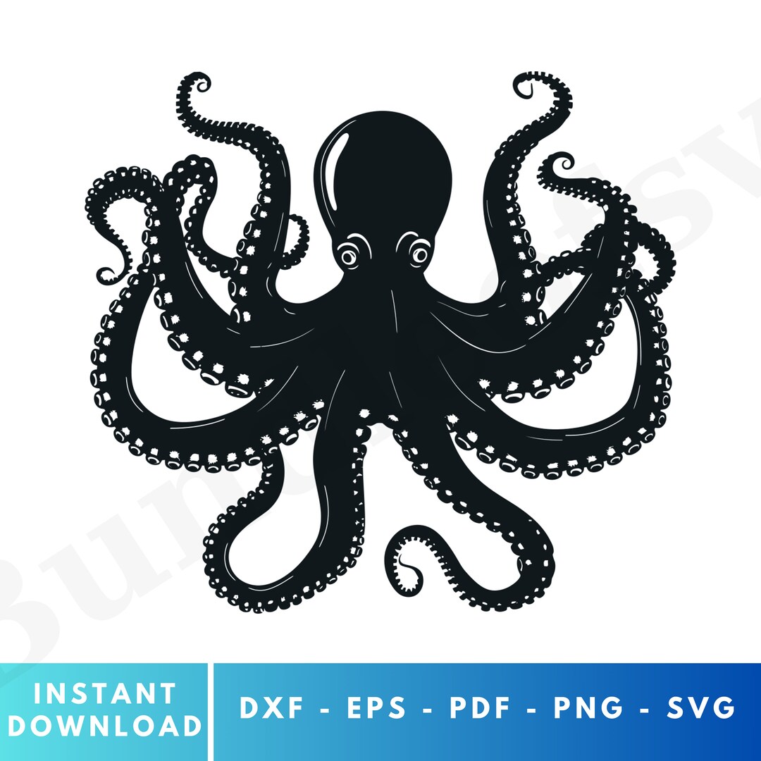 Octopus SVG, Octopus Clipart, Octopus Silhouette, Octopus Vector, Sea ...