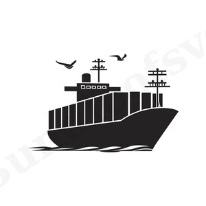 Container Ship SVG, Shipping Svg, Cargo Ship SVG Silhouette, Container ...