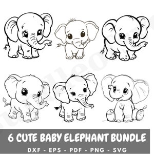 Baby Elephant Svg Bundle, Cute Elephant Svg Bundle, Cute Baby Elephant ...