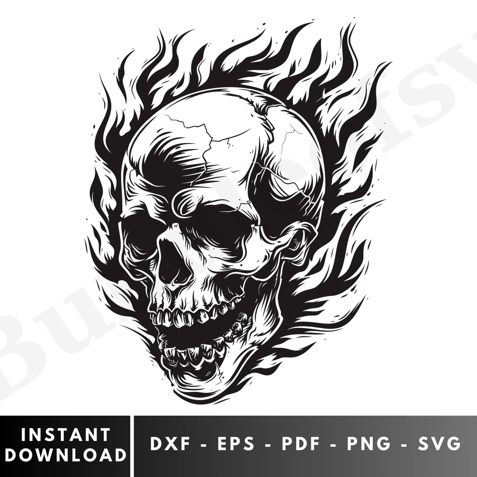 Burning Skull SVG, Human Skull Svg, Burning Skull Vector, Silhouette ...