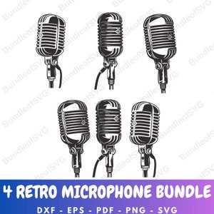 Vintage Microphone SVG Bundle Retro Music Clipart Collection Old ...