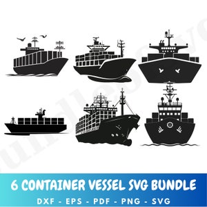 Container Ship SVG, Shipping Svg, Cargo Ship SVG Silhouette, Container ...