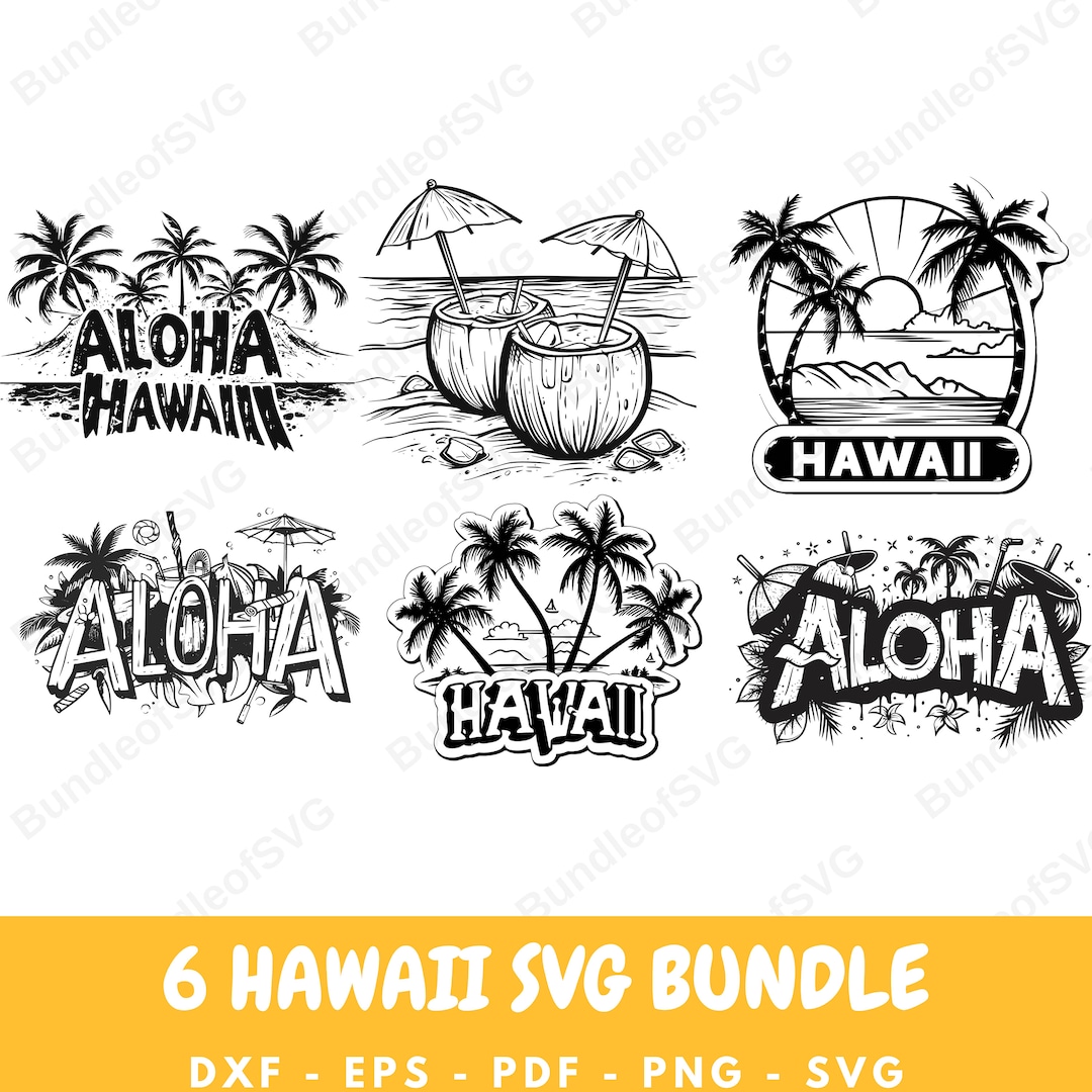 Hawaii SVG Bundle, Aloha Svg, Hawaiian Svg, Beach Svg, Vacation Svg ...