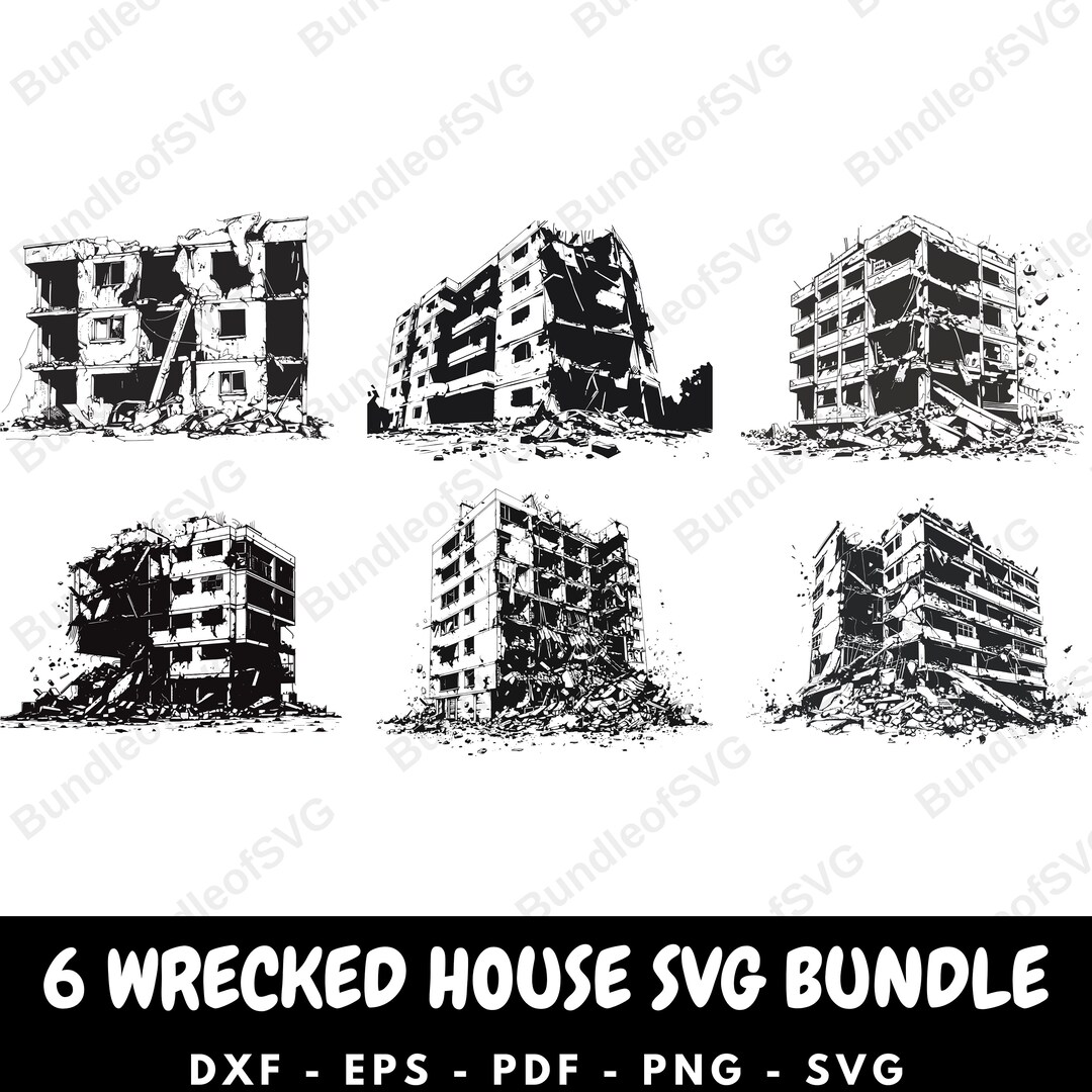 Destroyed House SVG Bundle - Ruined Building Svg - War Svg - Earthquake ...