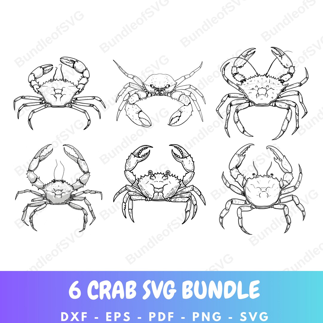 Crab Printable Coloring Svg Bundle - Crab Svg Bundle - Baby Crab Svg ...