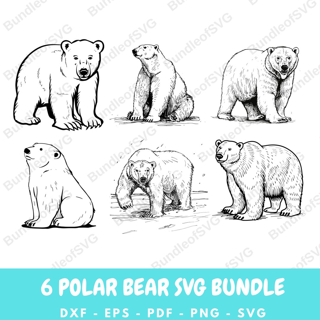 Polar Bear SVG Bundle, Polar Bear Clipart, Bear Silhouette, Polar Bear ...