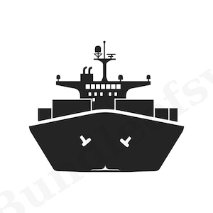 Container Ship SVG, Shipping Svg, Cargo Ship SVG Silhouette, Container ...