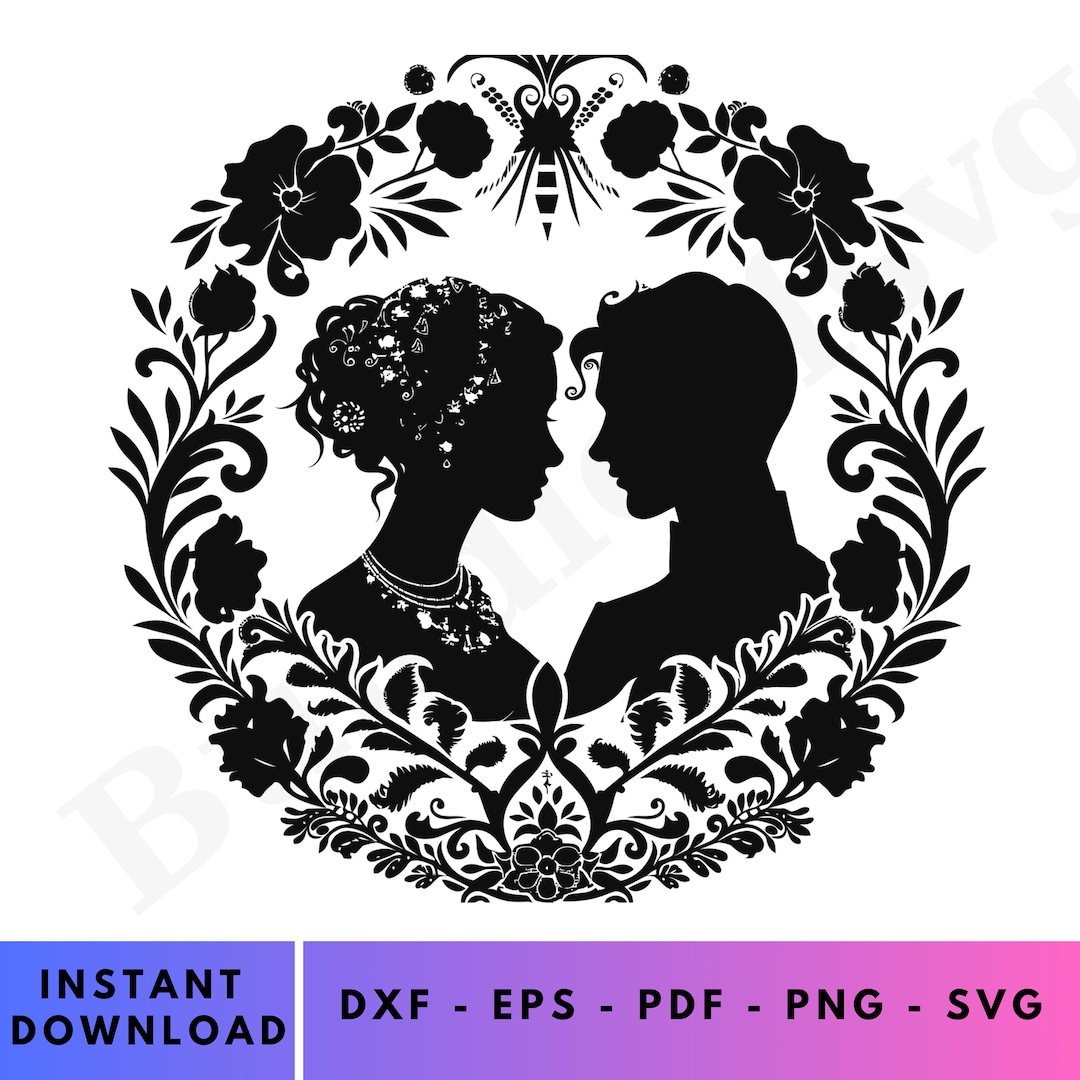 Wedding Couple Svg, Bride and Groom Svg, Wedding Heart Svg, Wedding ...