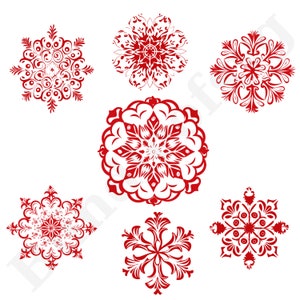 Red Snowflake Svg, Snowflake Svg Bundle, Snowflake Clipart, Snowflakes ...