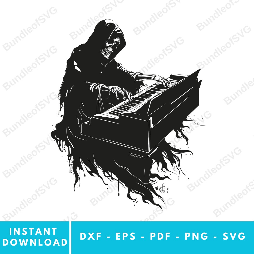 Spooky Grim Reaper Playing Piano SVG - Halloween Digital Download ...