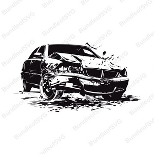 Car Accident SVG Bundle - Car Wreck Silhouette - Smashed Car Svg ...
