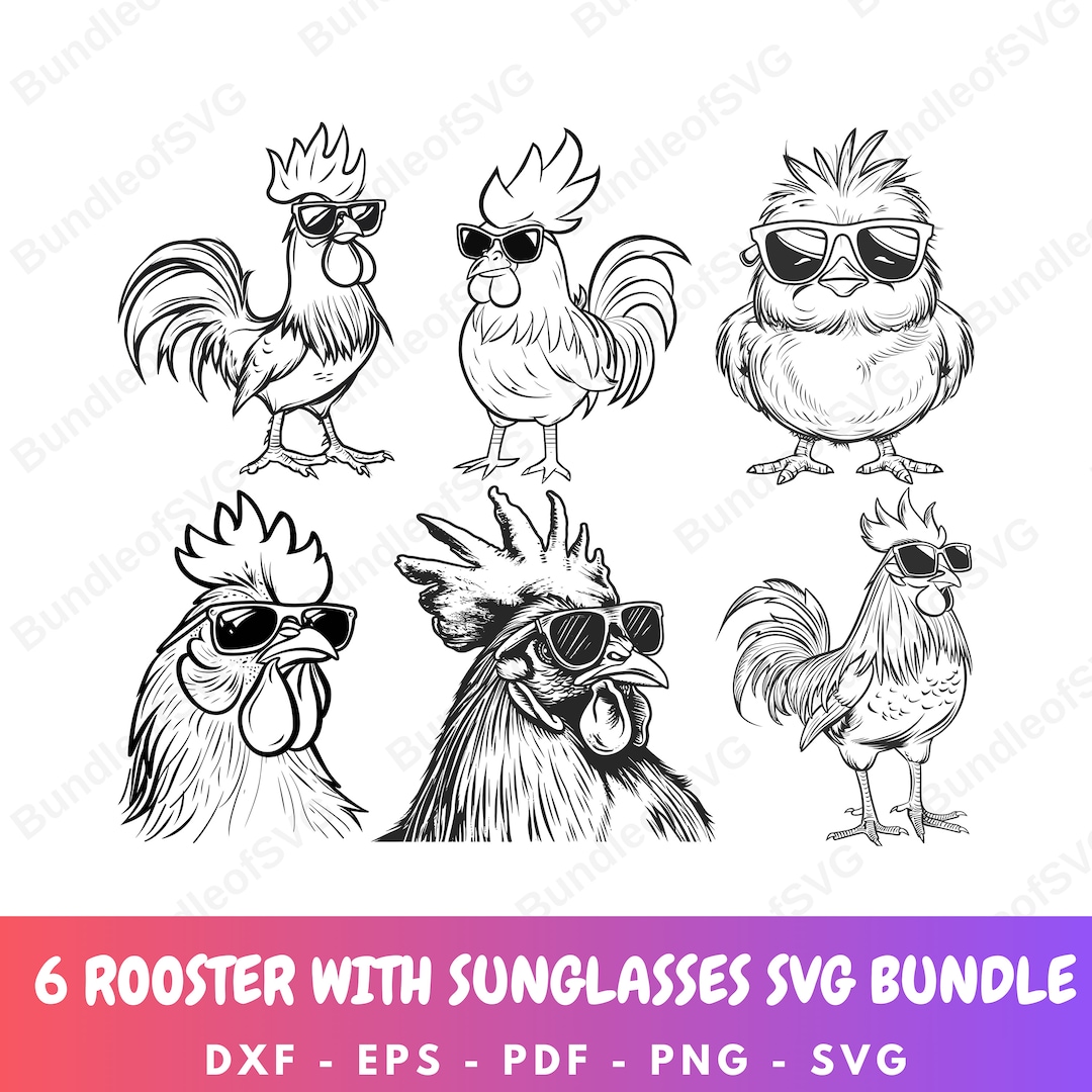Cool Rooster SVG, Rooster Svg, Rooster Wearing Sunglasses Svg, Funny Animal, Rooster Svg ...