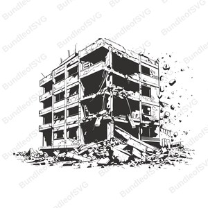 Destroyed House SVG Bundle - Ruined Building Svg - War Svg - Earthquake ...