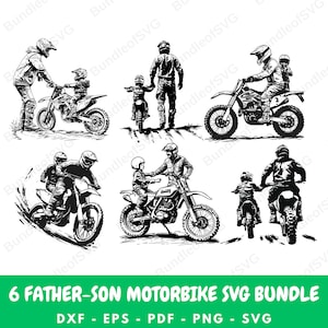 Father and Son Motorcycle Adventures - SVG Design Bundle - Biker Boy ...