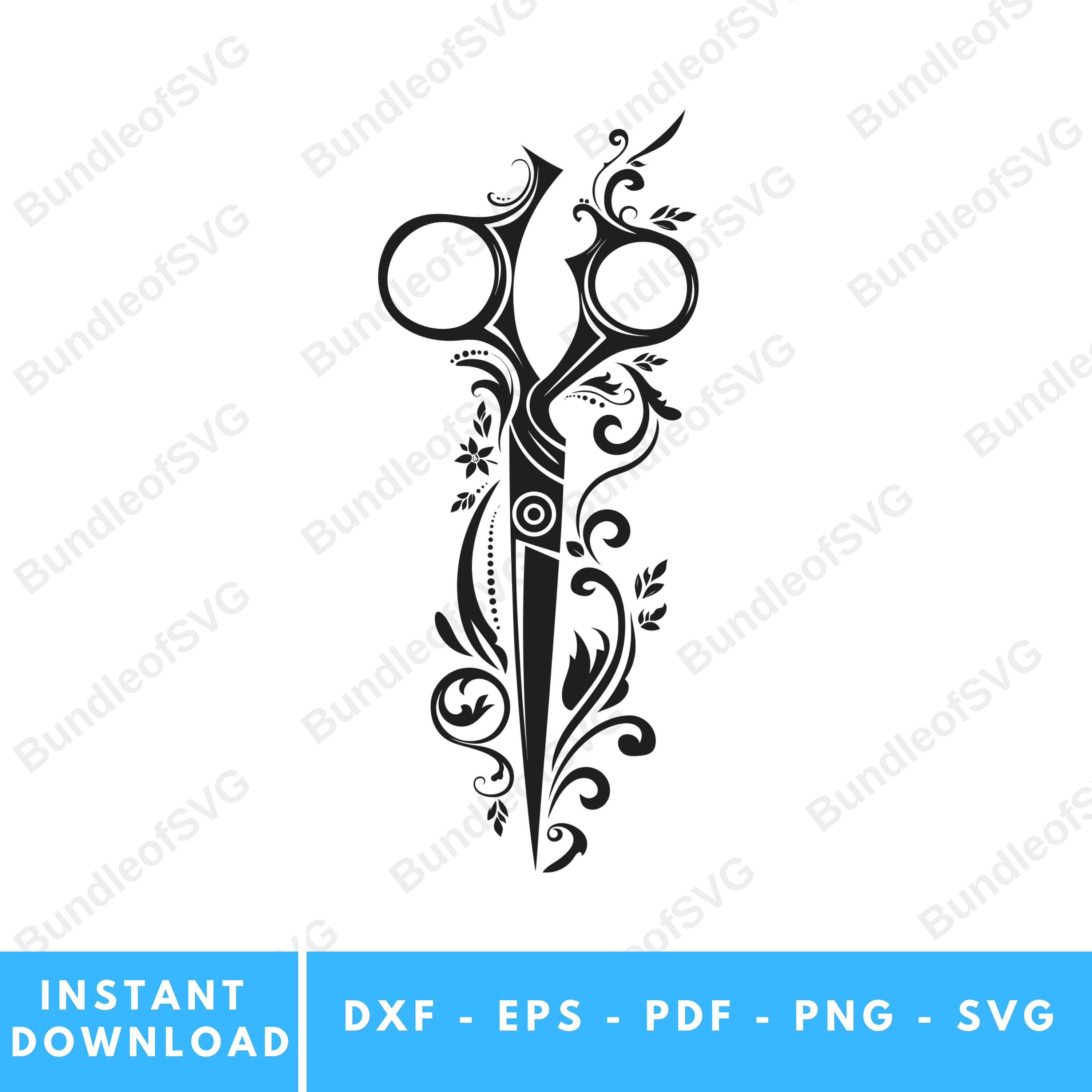 Floral Scissor SVG Design - Elegant Scissors With Flowers - Hair ...