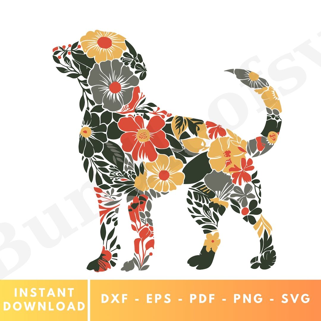 Floral Dog SVG, Dog SVG, Flowers Svg, Dog Lover Svg, Floral Animal ...
