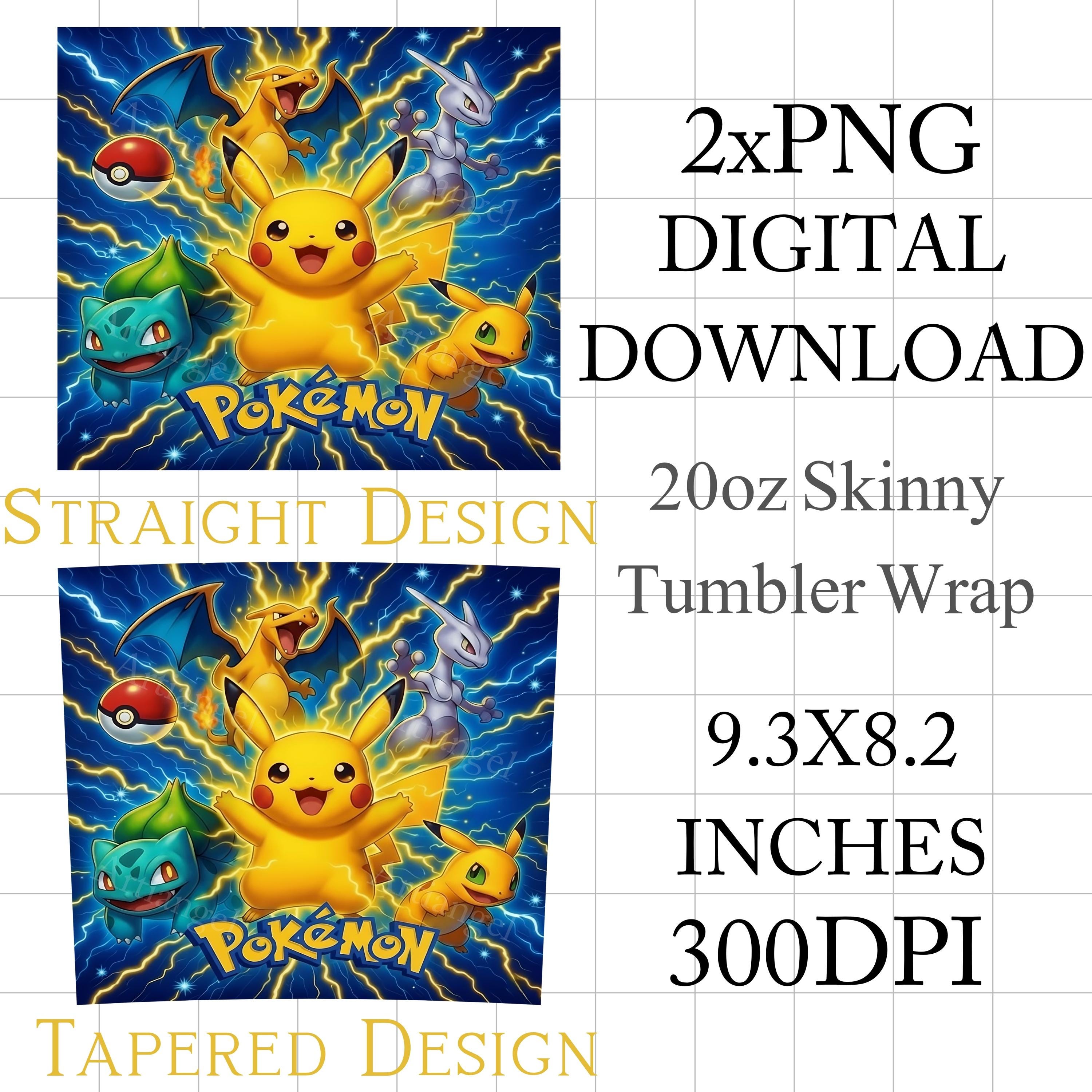 Electric Pikachu Pokémon Tumbler Wrap, 20oz Skinny Tumbler Sublimation ...