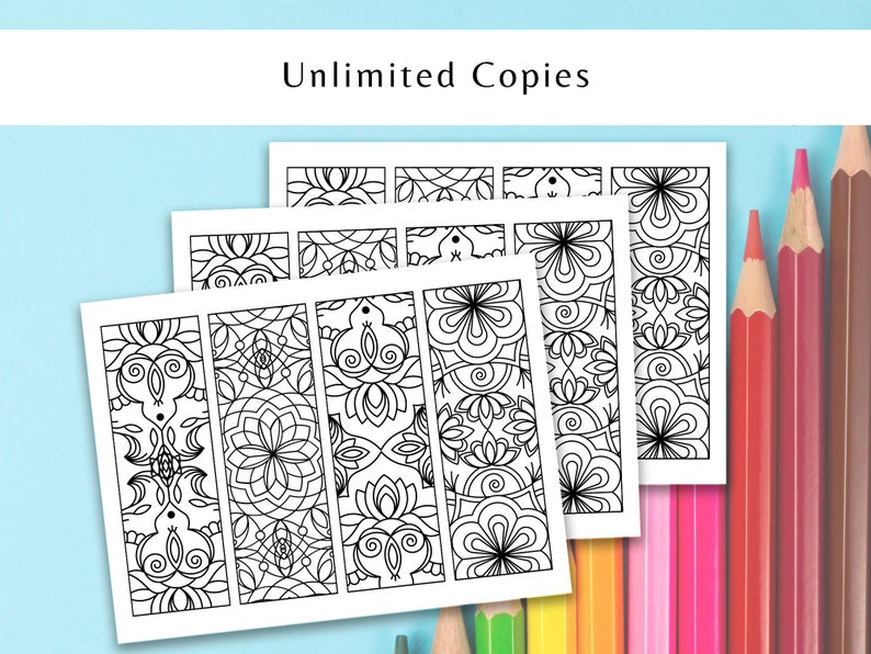 Printable Patterned Adult Coloring Bookmarks Set of 4 Book - Etsy