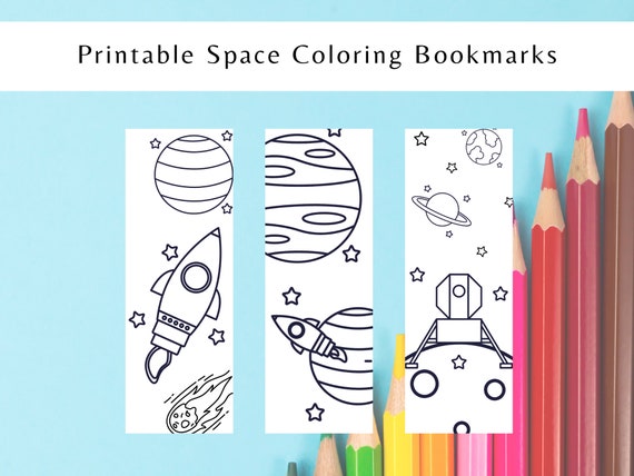 Kids Printable Space Coloring Bookmarks Set of 3 Colorable - Etsy