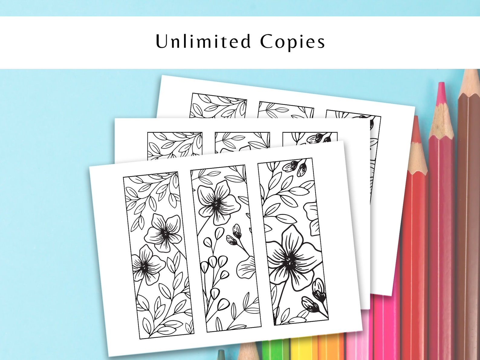 Printable Flowers & Leaves Adult Coloring Bookmarks Set of 3 - Etsy