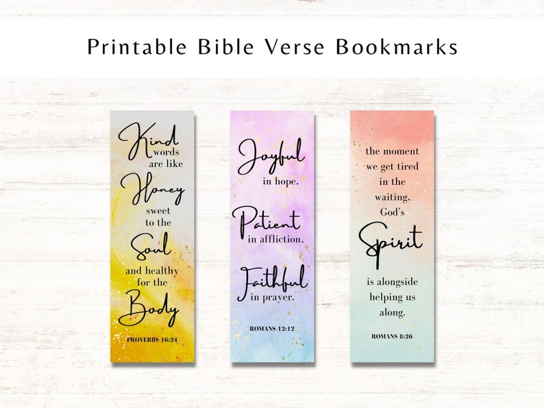 Printable Bible Verse Bookmarks, Set of 3 Scripture Book Marks for ...