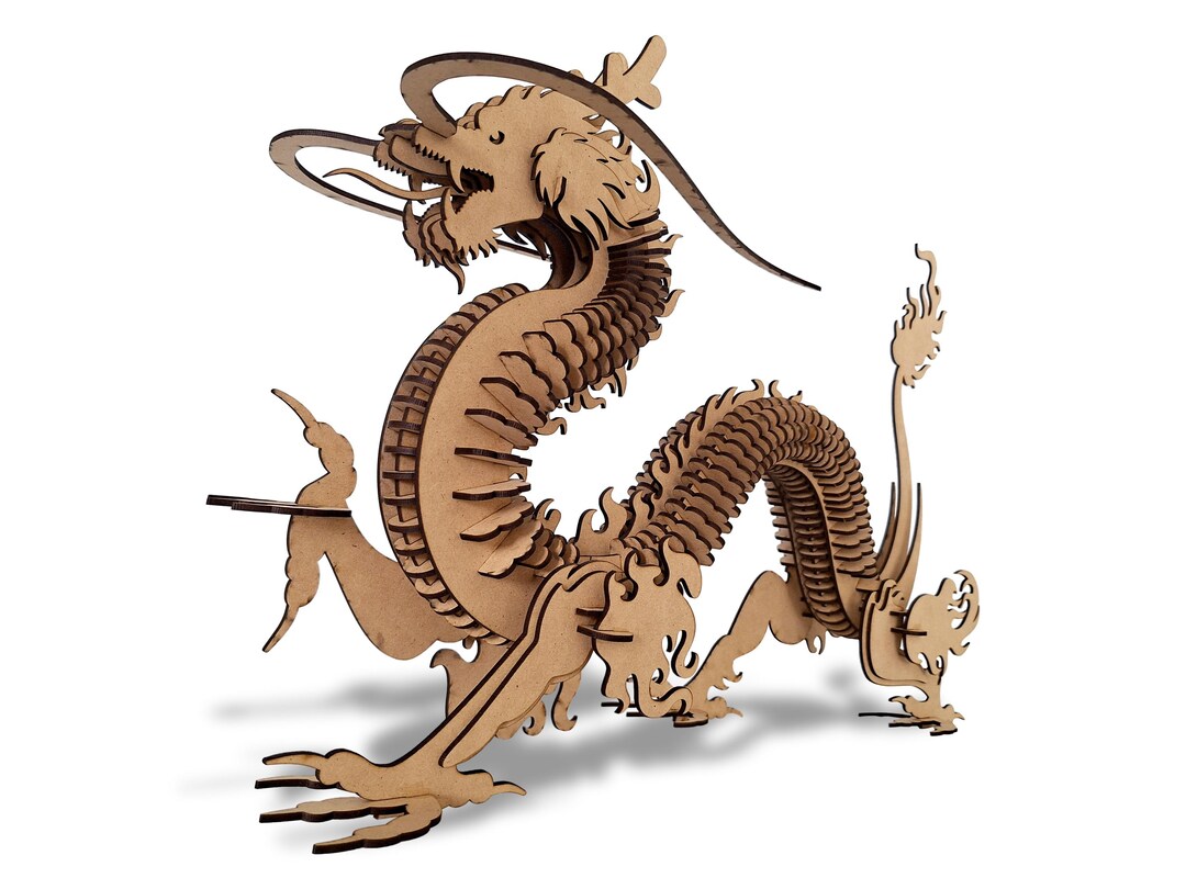 Oriental Dragon 3D - Vector File for Laser Cutting 3D Puzzle (cdr, Svg ...