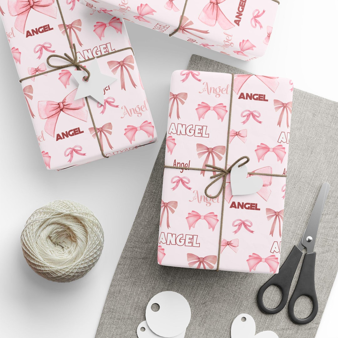 Custom Pink Bow Wrapping Paper, Personalized Gift Wrap - Etsy