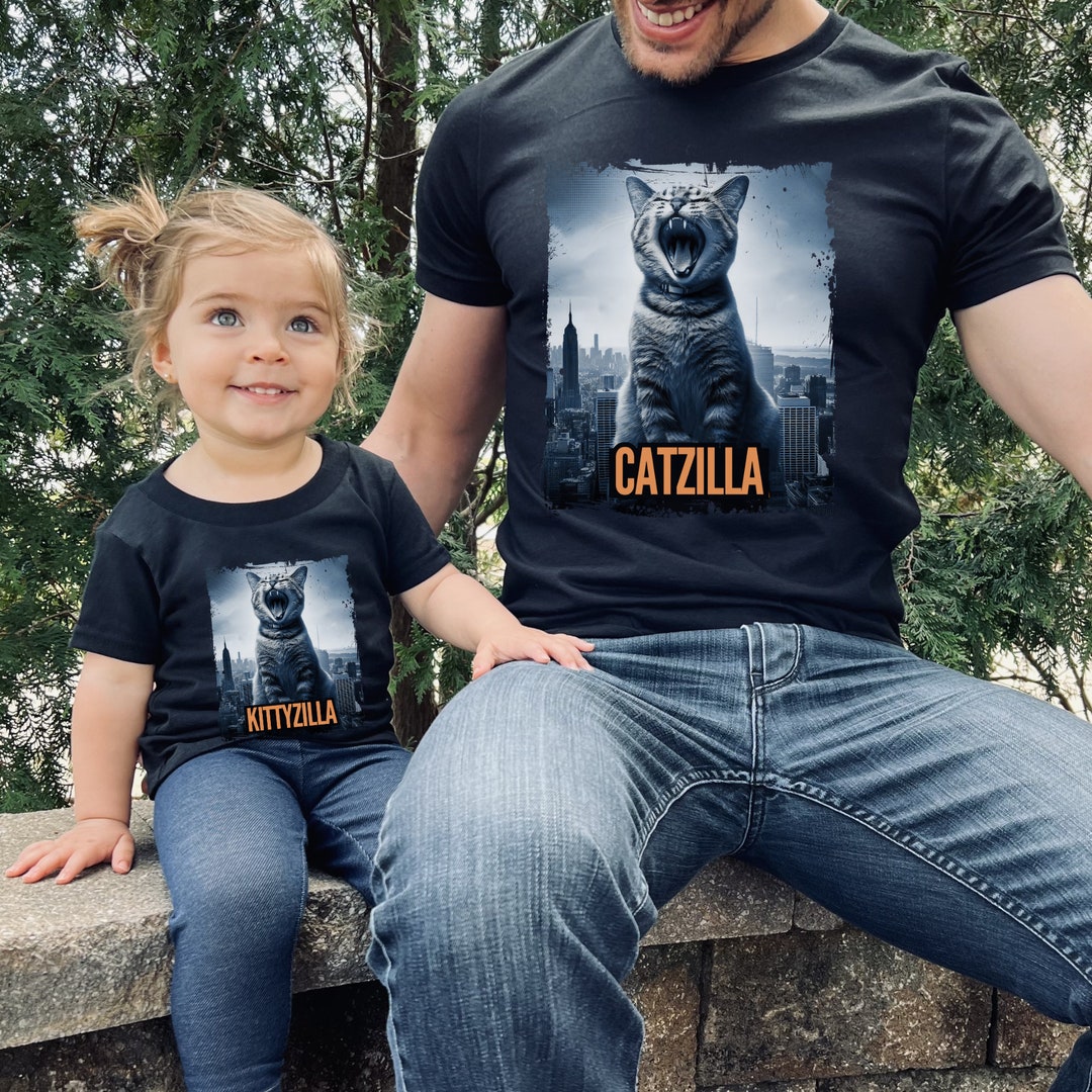 Catzilla Dad and Baby Matching Tees, Matching Dad Baby Tees, Matching ...