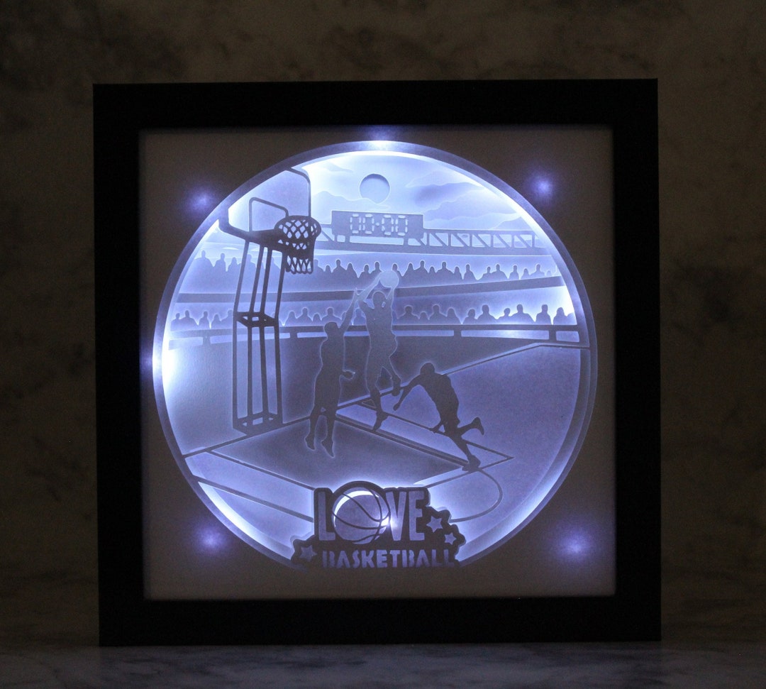 Basketball, I Love Basketball, 3D Shadow Box, Light Box, 3D Paper Art ...