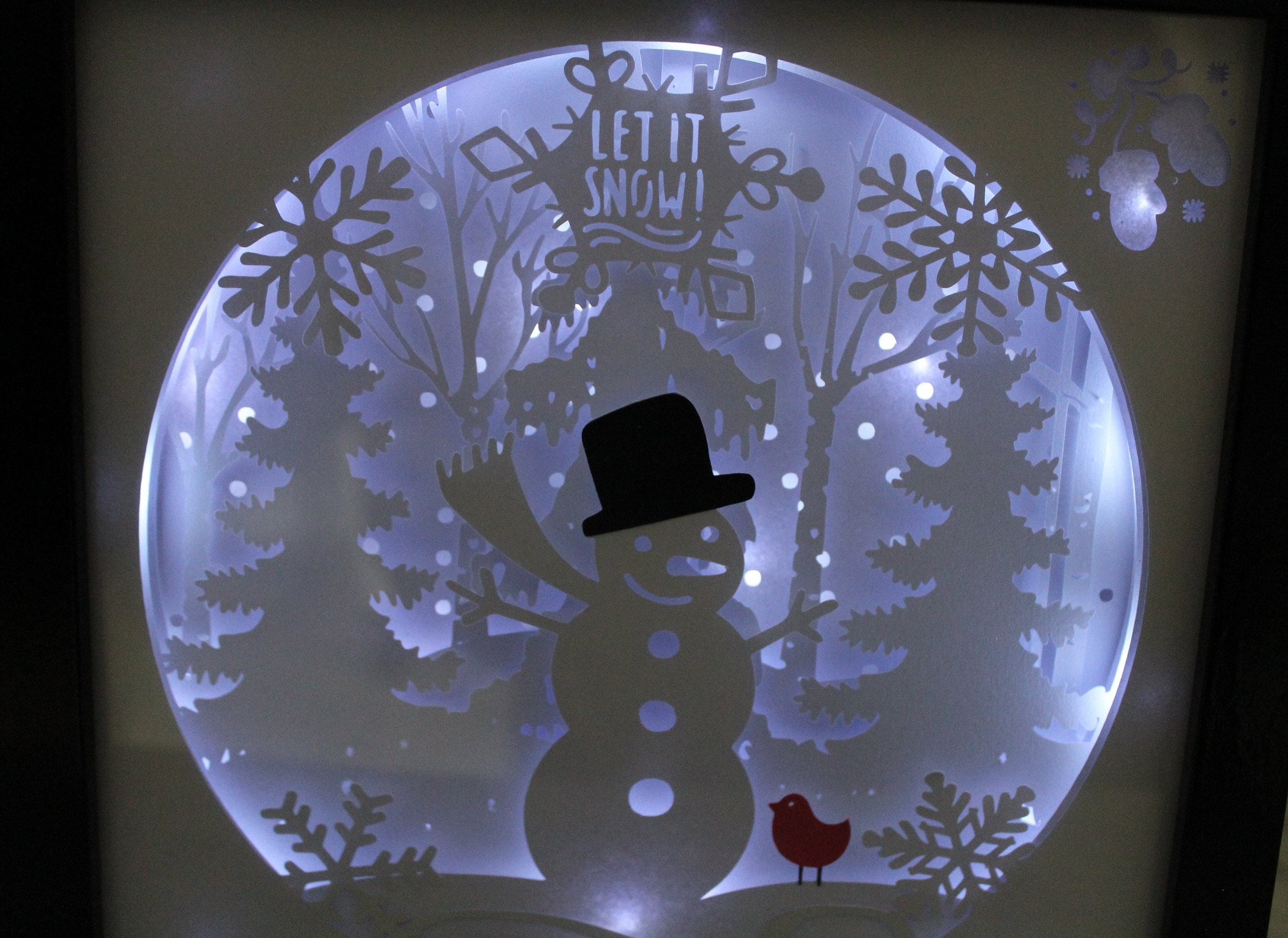 Snowman, Let It Snow, Winter Scene, 3D Shadow Box, 3D Paper Art, Light ...