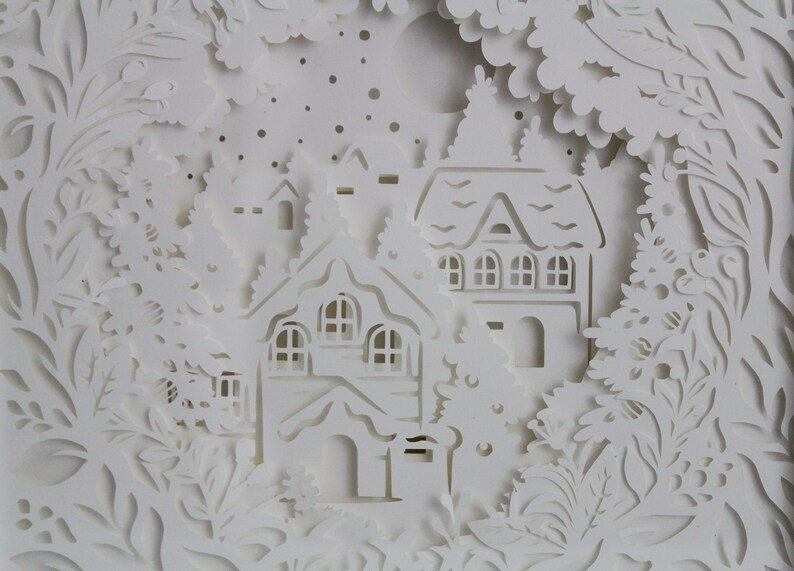 Winter Village Christmas Scene, 3D Shadow Box, 3dwall Art, Diorama ...