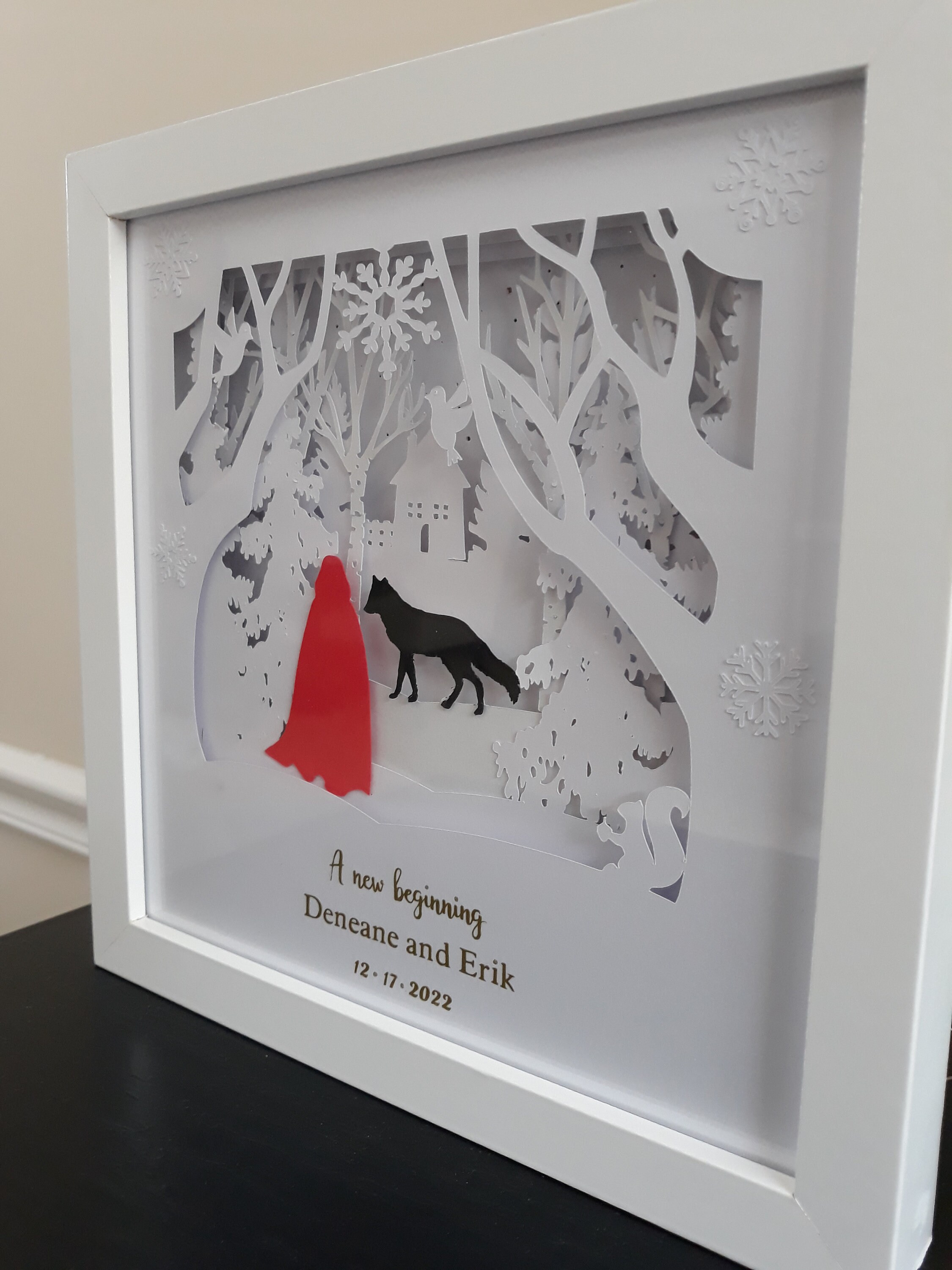 Little Red in the Forest, 3D Shadow Box, Winter Scene Decor, Layered ...