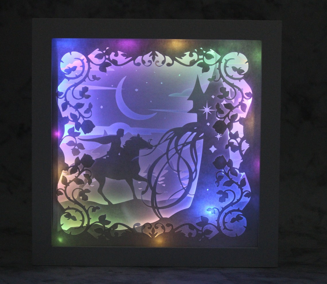 Rapunzel, Tangled Inspired, Shadow Box, 3D Art, Light Box, 3d Paper Art ...