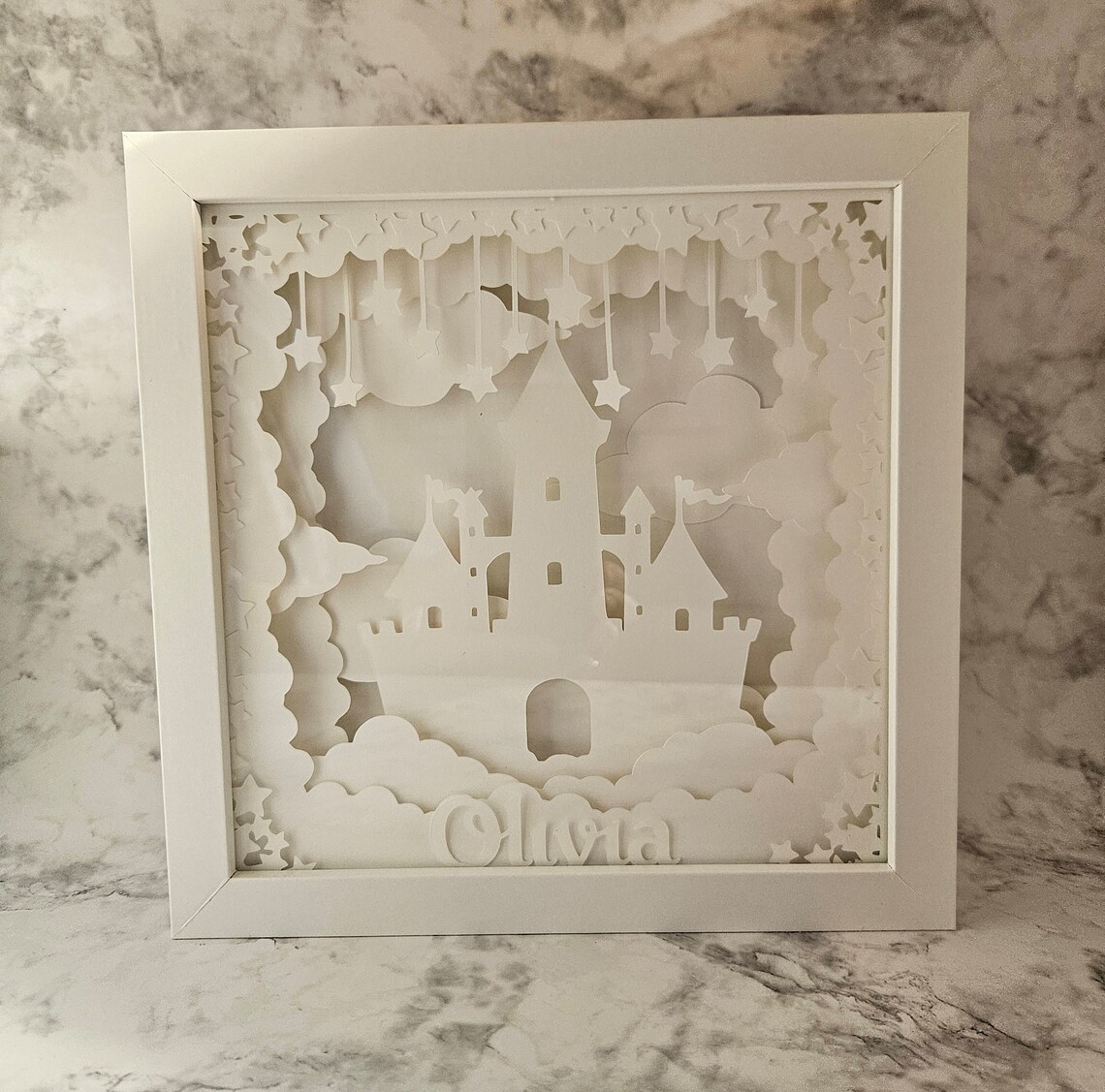 Baby Girl Shadow Box, 3D Customizable Light Box With Name, 3D Paper Cut ...