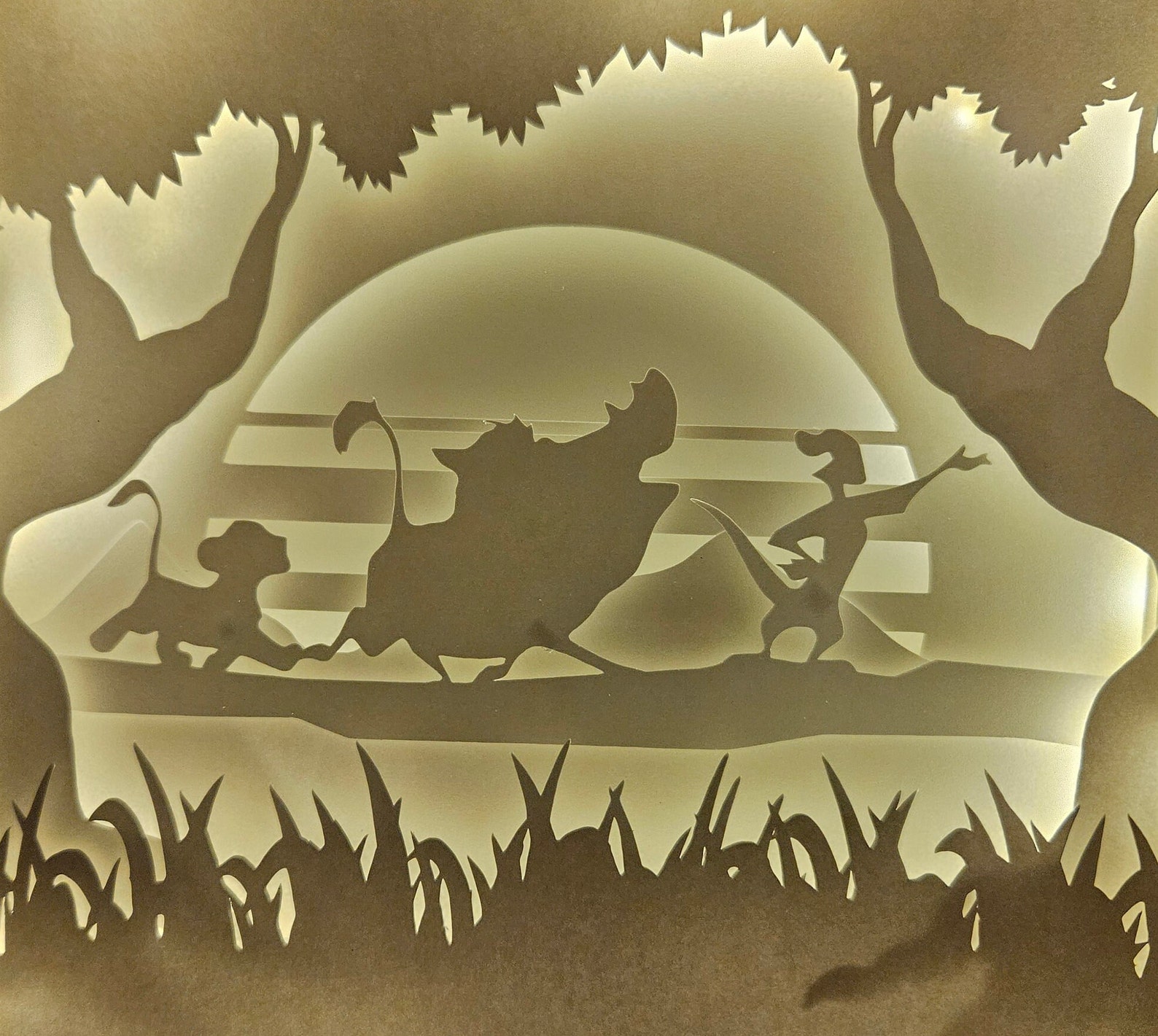 Lion King, Simba, Safari Animals, Jungle Scene, 3D Shadow Box, LED ...