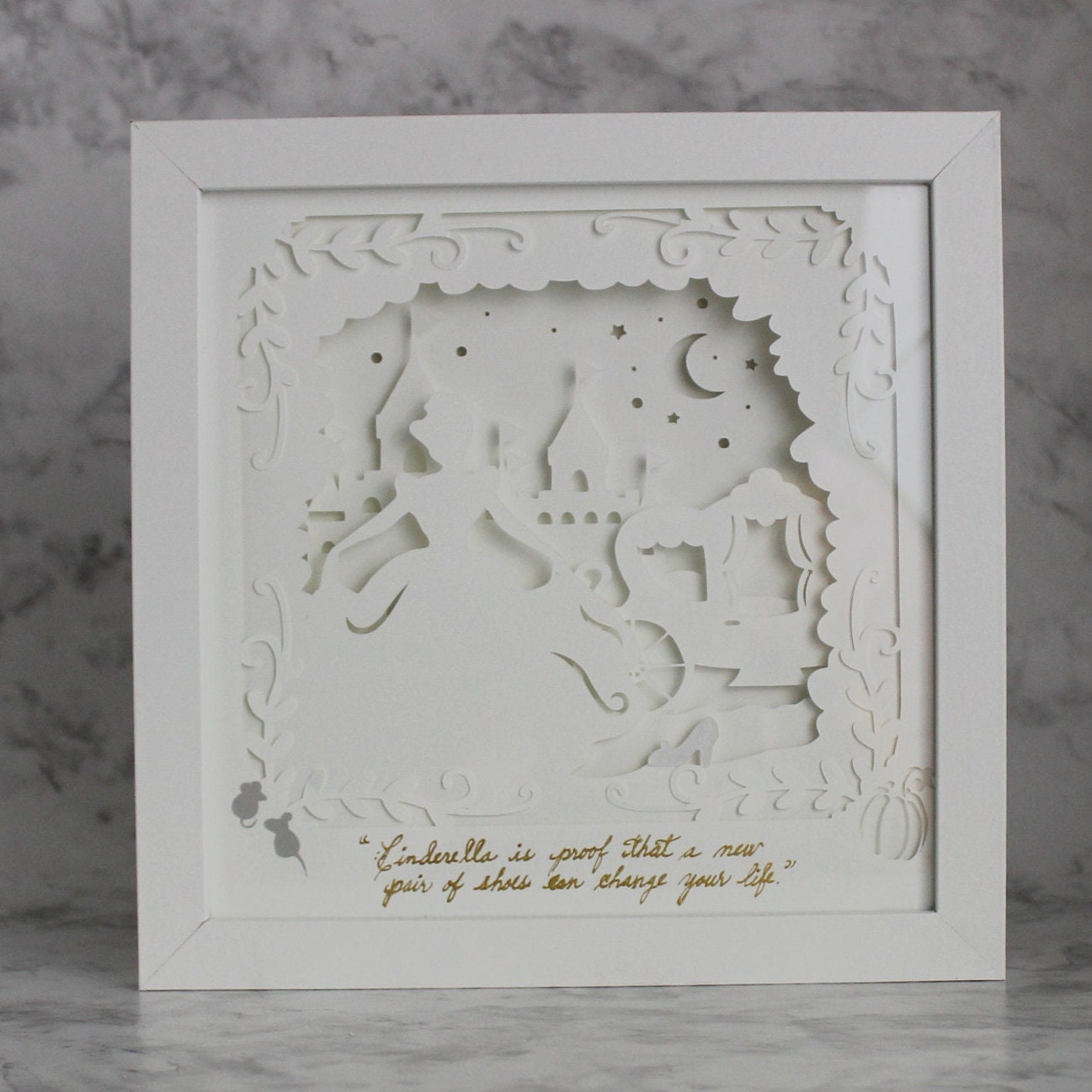 Cinderella, Castle and Glass Slipper, 3D Shadow Box, Layered Paper Art ...