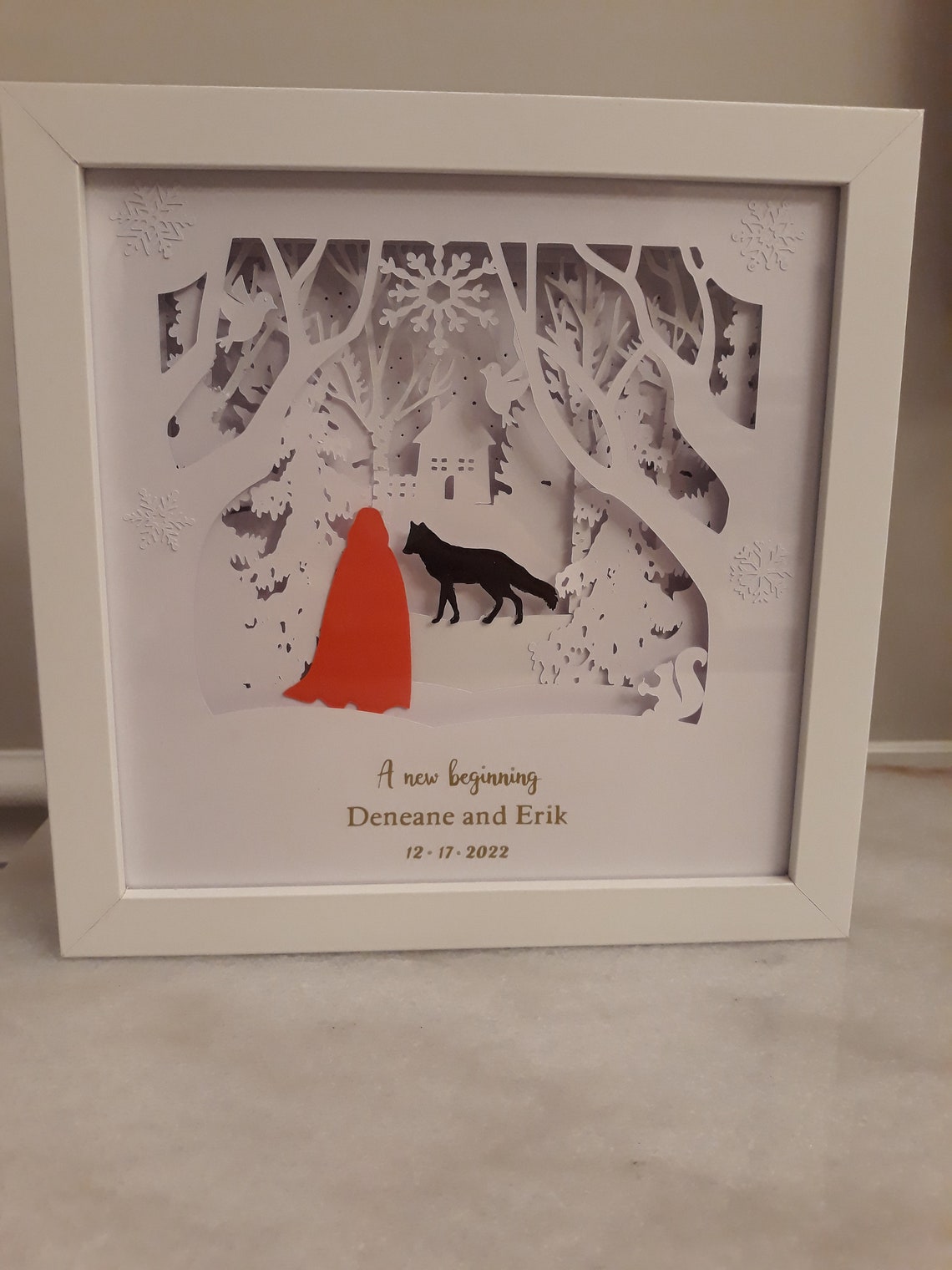 Little Red in the Forest, 3D Shadow Box, Winter Scene Decor, Layered ...