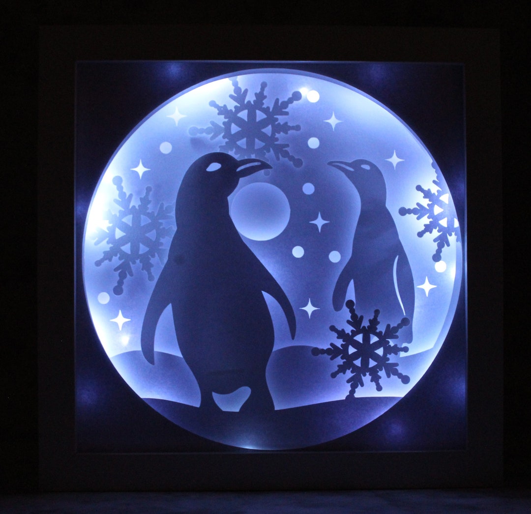 Penguin Snowy Winter Day, 3D Art, 3D Shadow Box, Wall Art, Layered ...