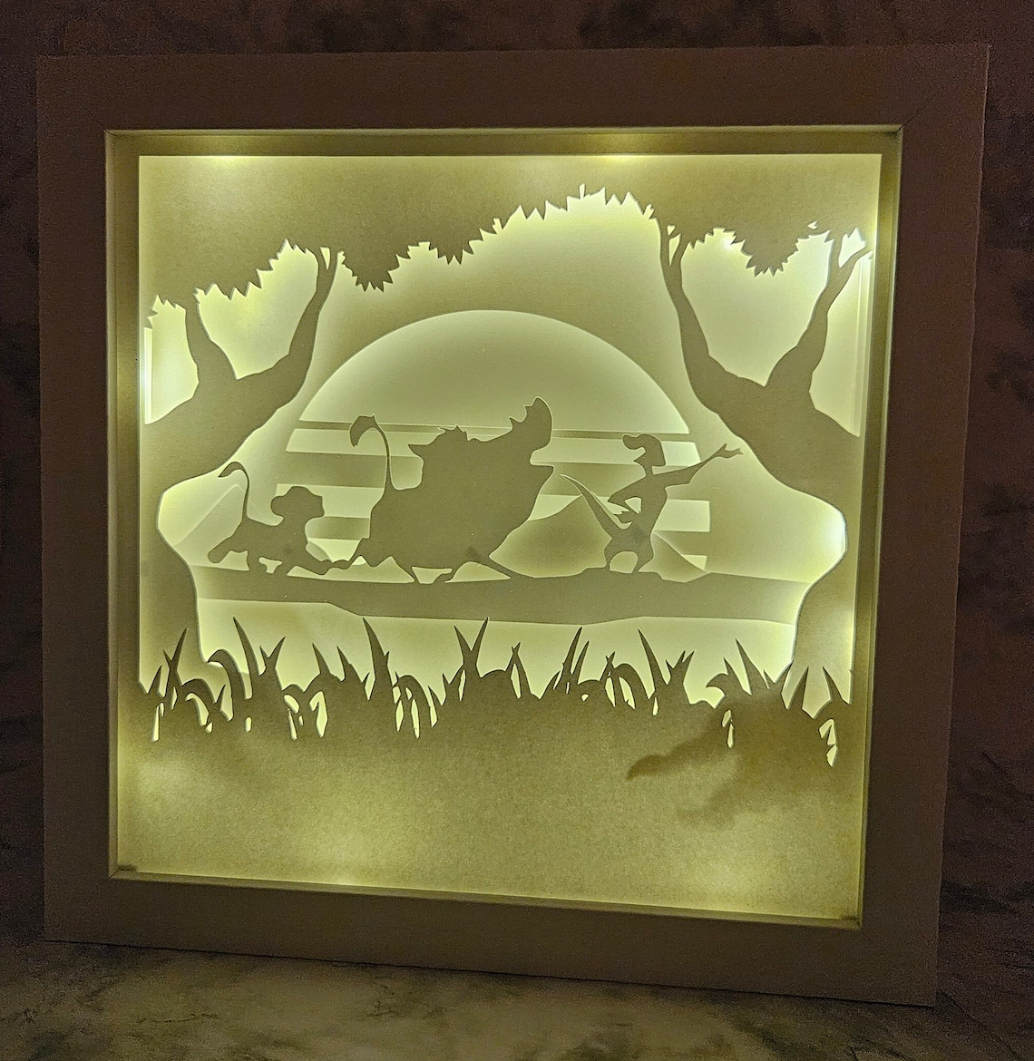 Lion King, Simba, Safari Animals, Jungle Scene, 3D Shadow Box, LED ...