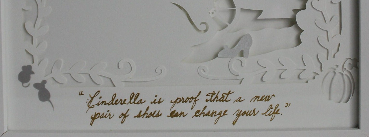 Cinderella, Castle and Glass Slipper, 3D Shadow Box, Layered Paper Art ...