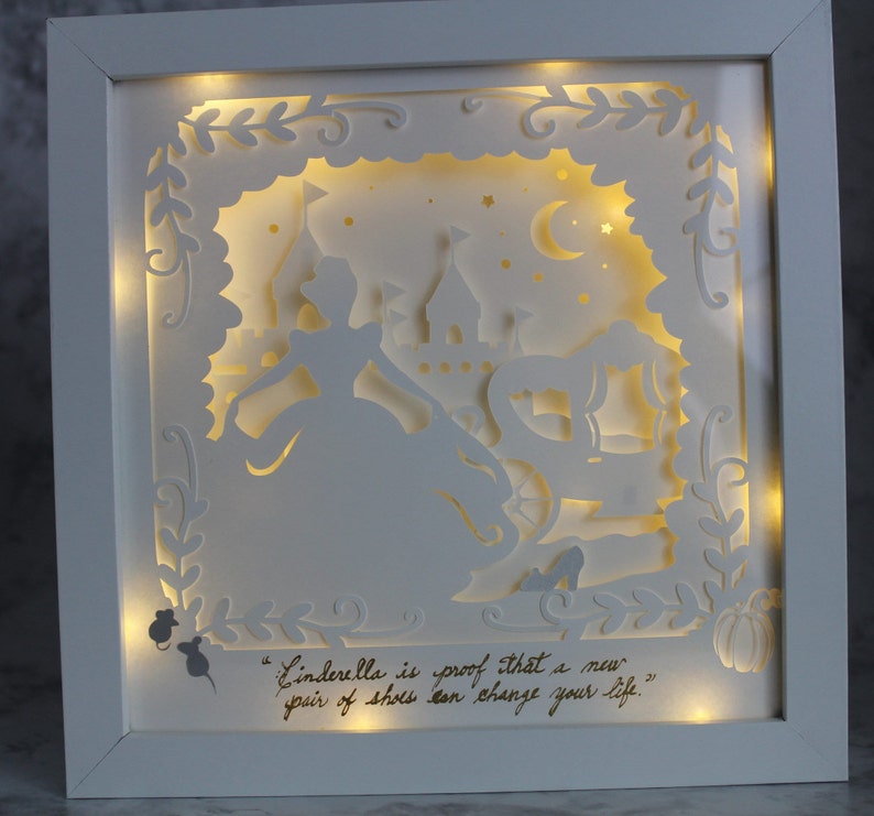 Cinderella, Castle and Glass Slipper, 3D Shadow Box, Layered Paper Art ...